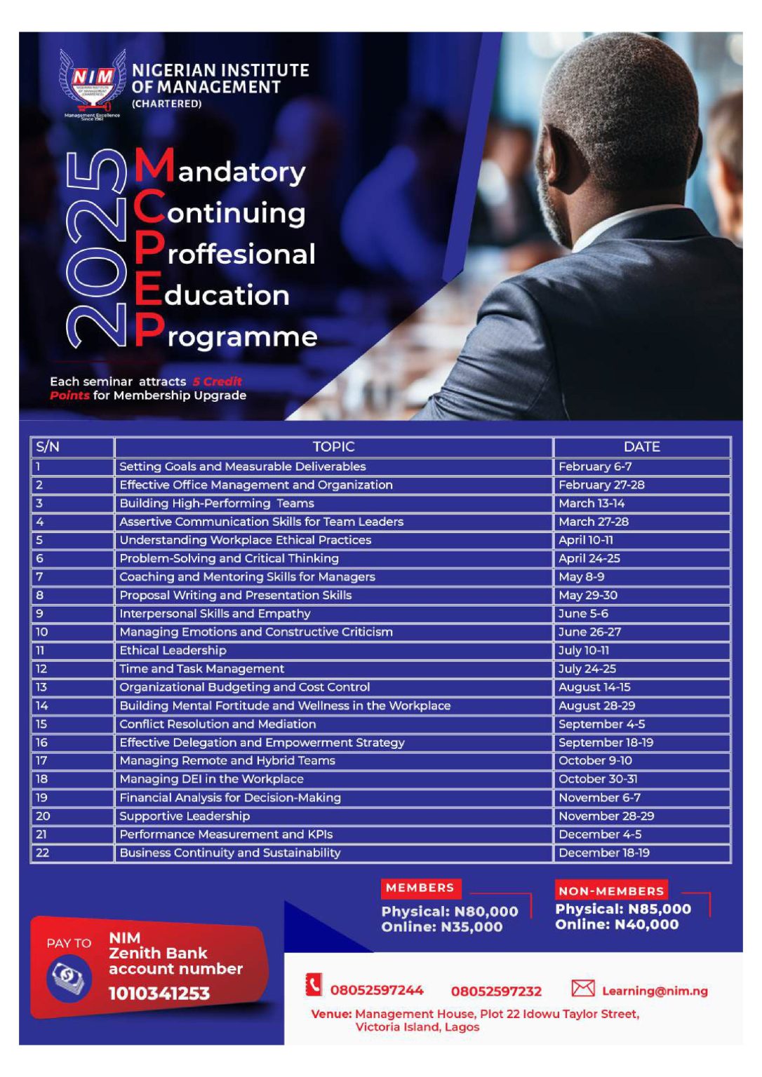 2025 LAGOS MCPEP – Nigerian Institute of Management (chartered)